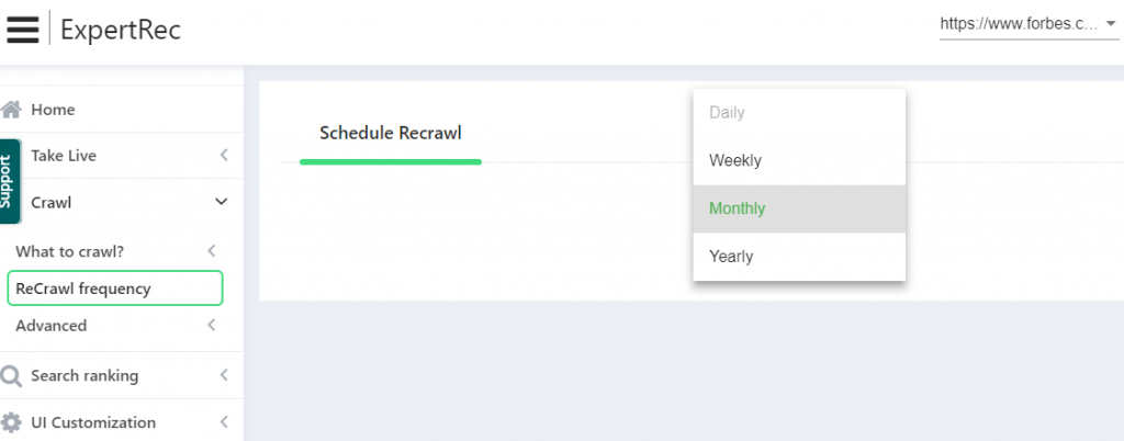 How to Increase Search Crawler Frequency in Expertrec Custom Search - Expertrec